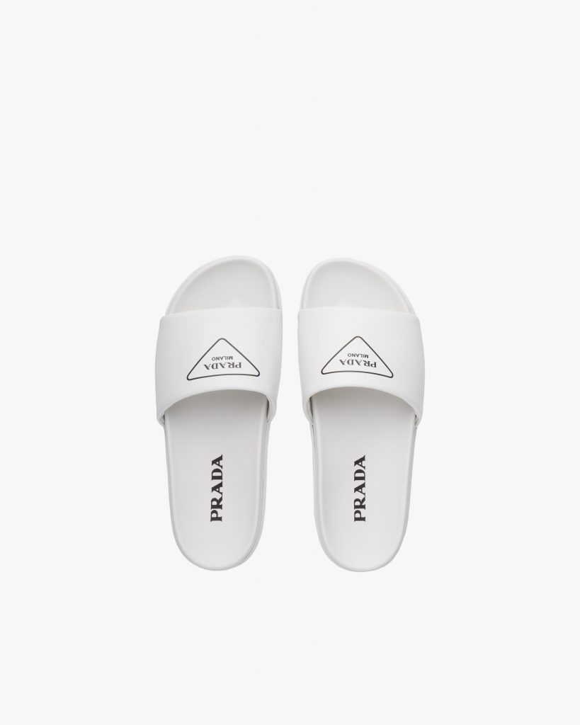 White Leather slides - Fake Prada Store